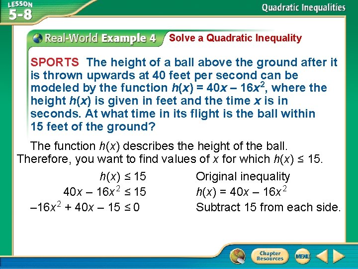 ThenNow New Vocabulary Example 1 Graph a Quadratic
