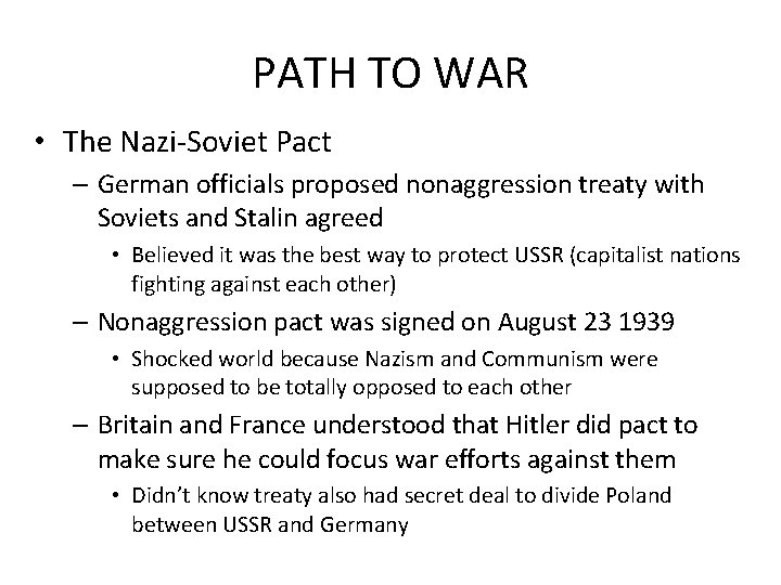 WORLD WAR II BEGINS US History Chapter 13