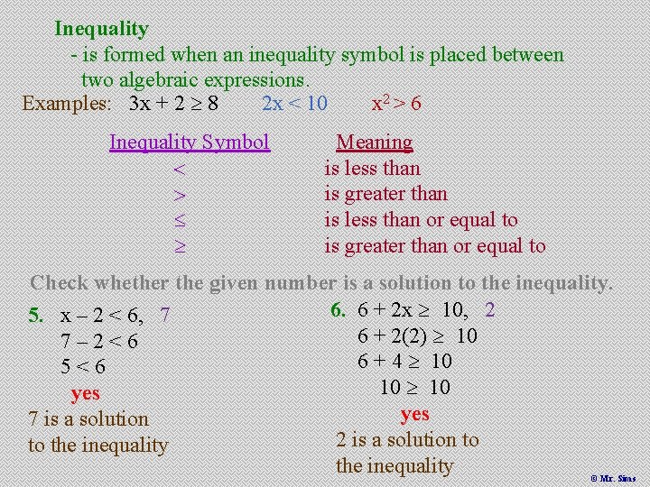 Mr Sims Algebra 1 Section 1 5 Equations