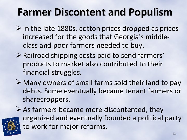 Chapter 18 Bourbons Populists and Progressives STUDY PRESENTATION