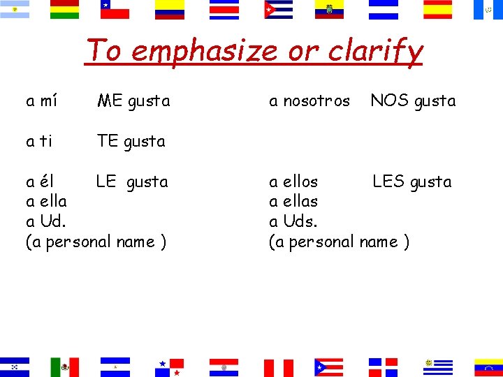 El Verbo GUSTAR an infinitive verb USED to
