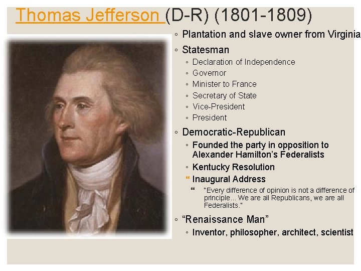 JEFFERSONIAN DEMOCRACY Period 4 1800 1848 Think About