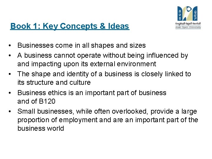 B 120 An Introduction to Business Studies Tutorial