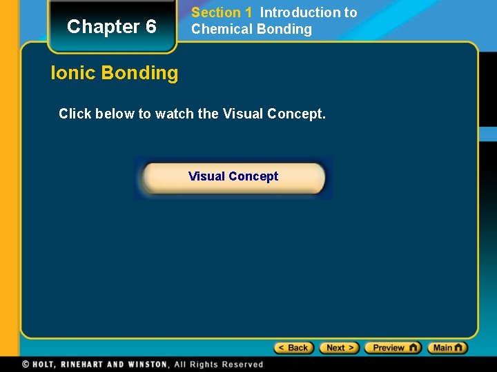 Chapter 6 Preview Lesson Starter Objectives Chemical Bond
