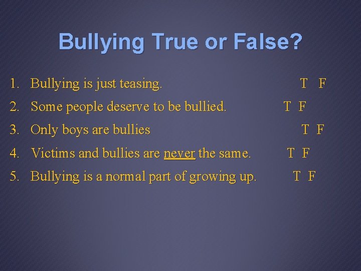 6 th Grade Bullying Presentation Mrs Kole School