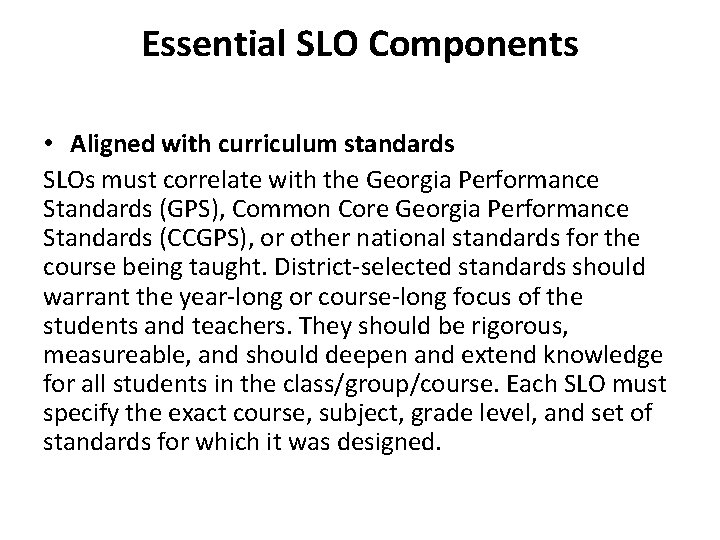 Student Learning Objective SLO An Overview Of the