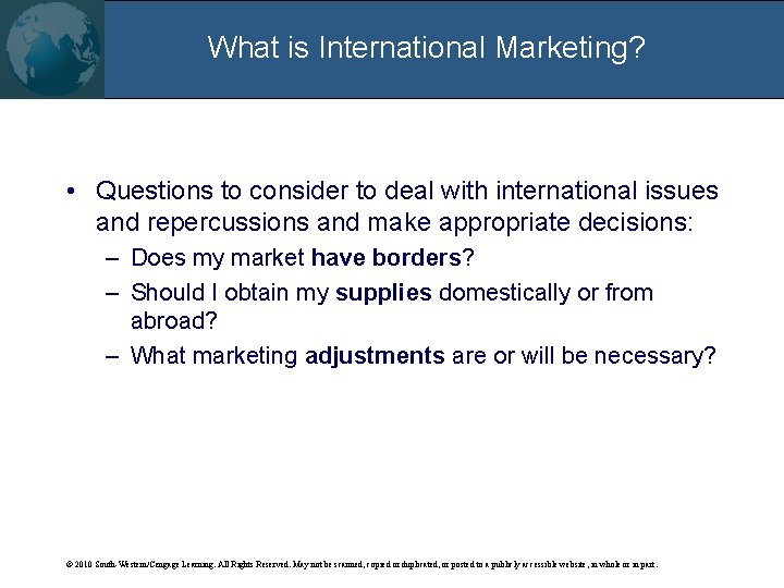 Principles of International Marketing Chapter 1 The Global