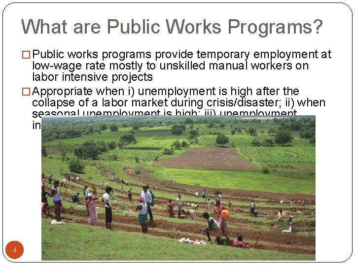 Social Protection Assessment Preliminary Findings on Public Works