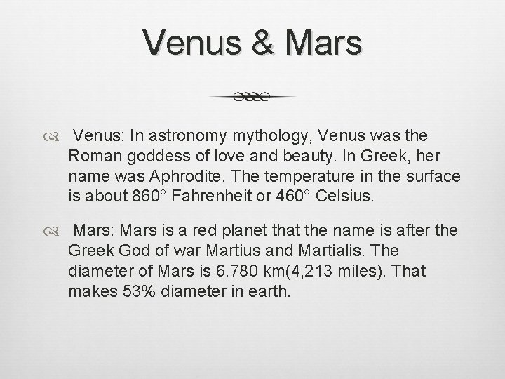 Formative 1 By Madeline 6 B Venus Mars