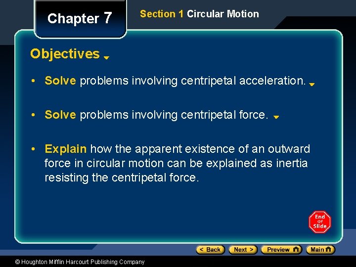 Chapter 7 Section 1 Circular Motion Preview Objectives