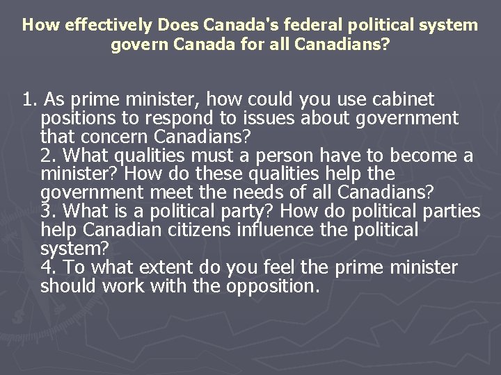 Social Studies 9 Government Agenda a b c