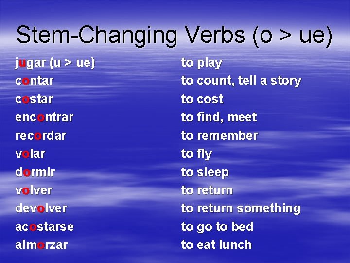Present Tense Stem Changing Verbs Page 10 Leccin