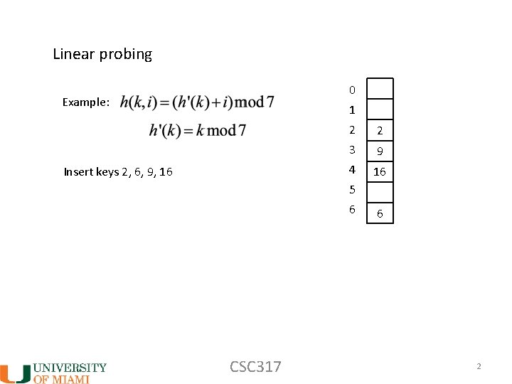 Linear probing When inserting into hash table also