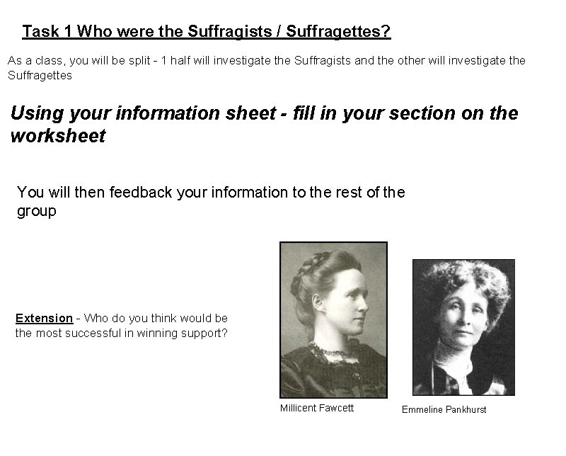 Who were the Suffragettes All will be able