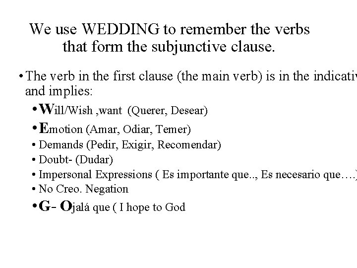 El Subjuntivo Las Reglas La Formacin y WEDDING