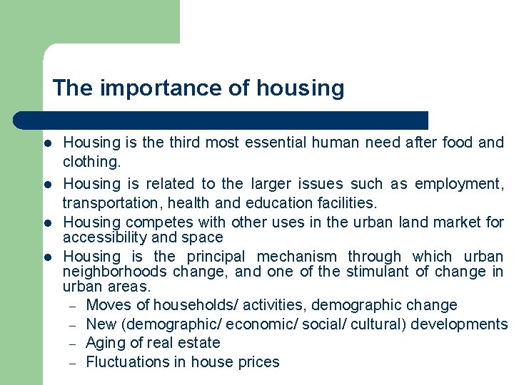 Housing Urban Development Lecture 01 Basic Concepts Concepts