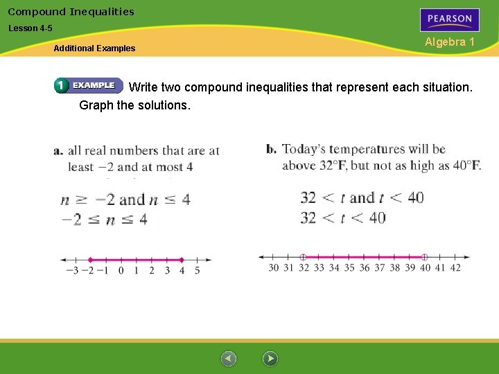 Compound Inequalities Algebra 1 Two inequalities that are