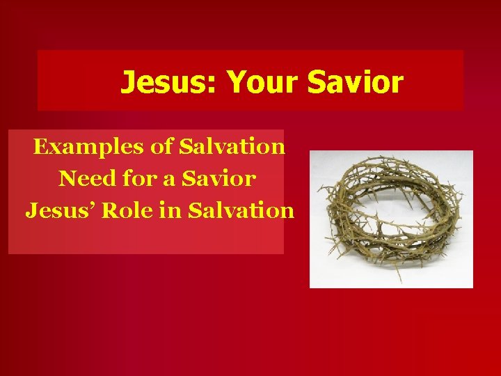Jesus Your Savior Examples of Salvation www Bible