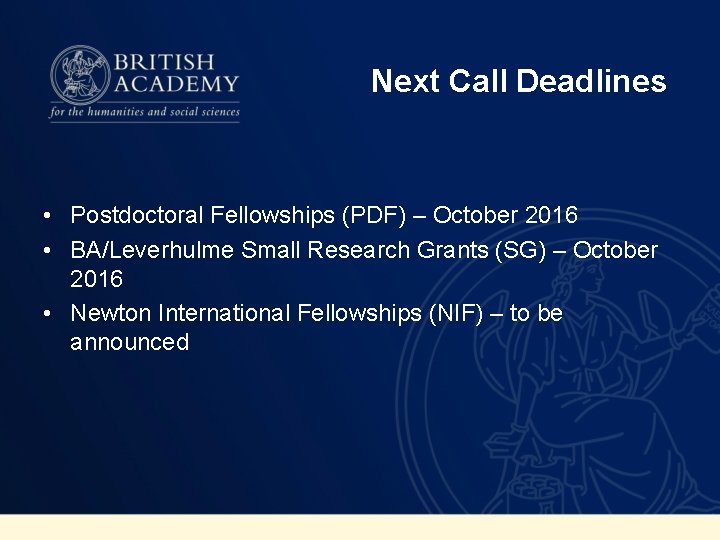 The British Academy Research Funding Ken Emond Head