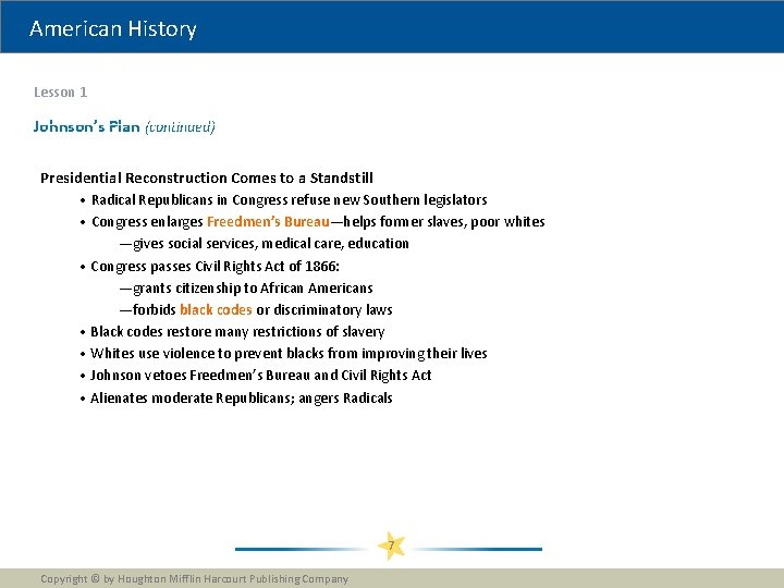 American History Reconstruction The U S begins to