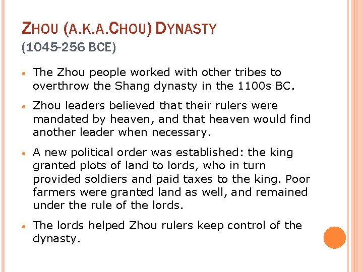 CHINA OVERVIEW A BRIEF HISTORY OF CHINESE DYNASTIES