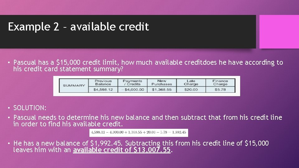 3 6 Credit Card Statements Advanced Financial Algebra
