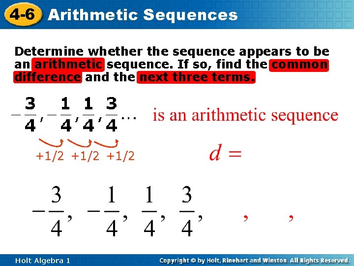 4 6 Arithmetic Sequences Learning Objective Students will