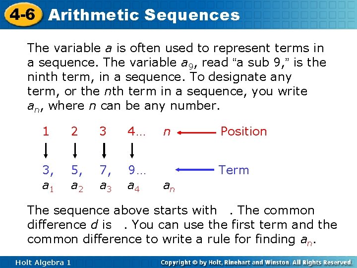 4 6 Arithmetic Sequences Learning Objective Students will