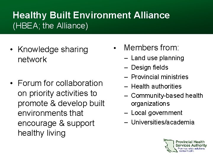 Healthy Built Environment HBE Linkages A Toolkit for