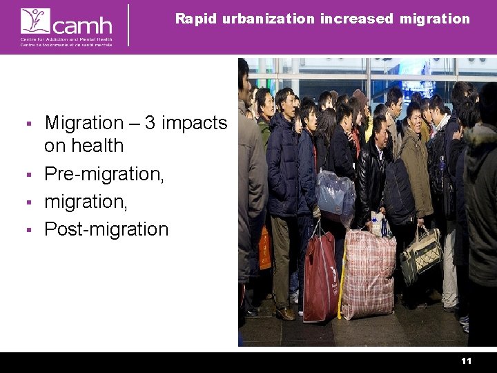 Rapid Urbanization and mental illness Professor Kwame Mc
