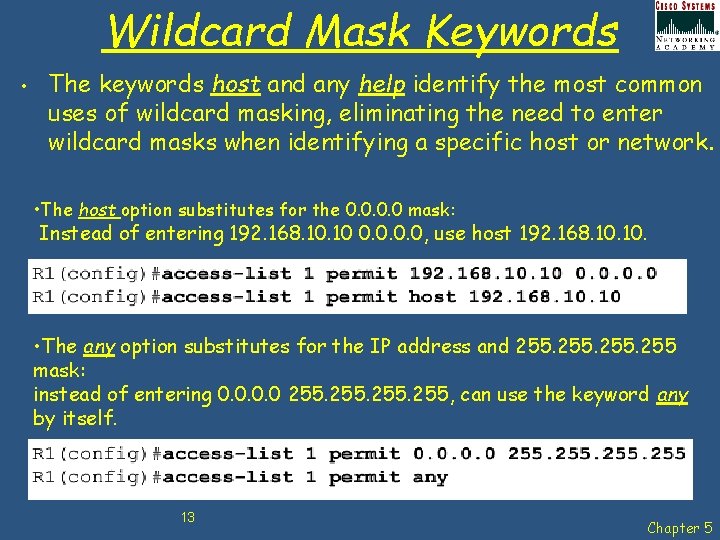 Chap 5 Access Control Lists Learning Objectives Explain