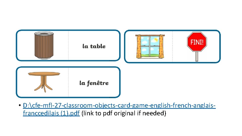 Year 4 French Les objets de la classe