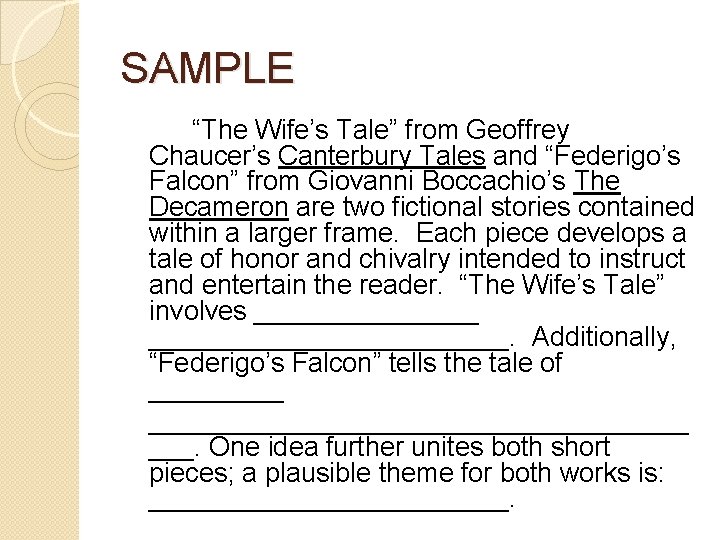 Theme Connections Wife of Baths Tale and Federigos