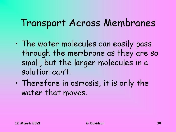 National 5 Biology Transport Across Cell Membranes Mr