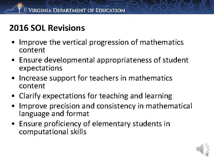 2016 Mathematics Standards of Learning Algebra I Overview