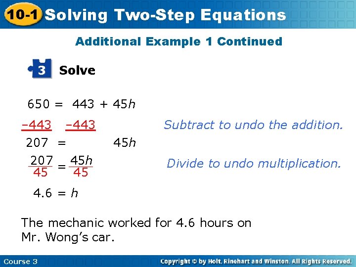10 1 Solving TwoStep Equations Warm Up Problem