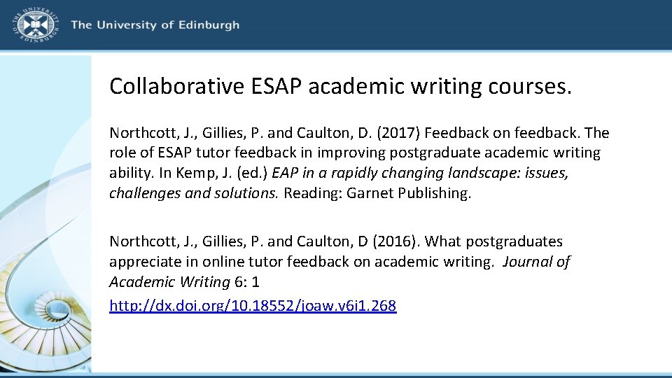 EAP AND SUBJECT SPECIALIST ACADEMIC WRITING FEEDBACK COLLABORATION