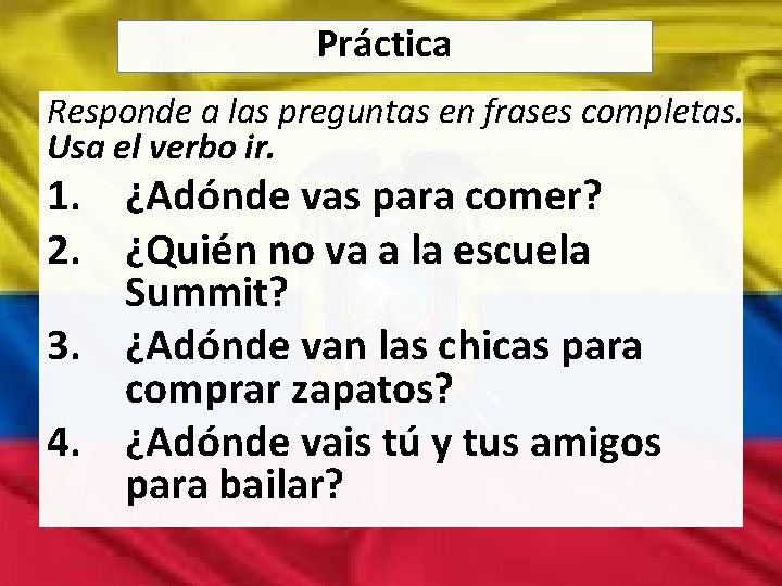 Clase de Espaol el verbo ir ApuntesLos Verbos