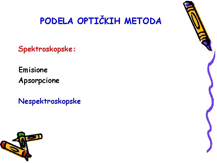 D Manojlovic Hemijski fakultet Beograd OPTIKE METODE U