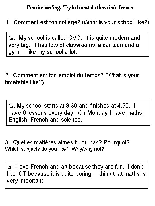 Year 7 French Summer Term revision booklet Name