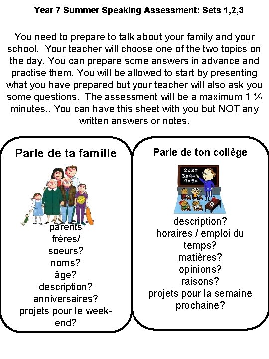 Year 7 French Summer Term revision booklet Name
