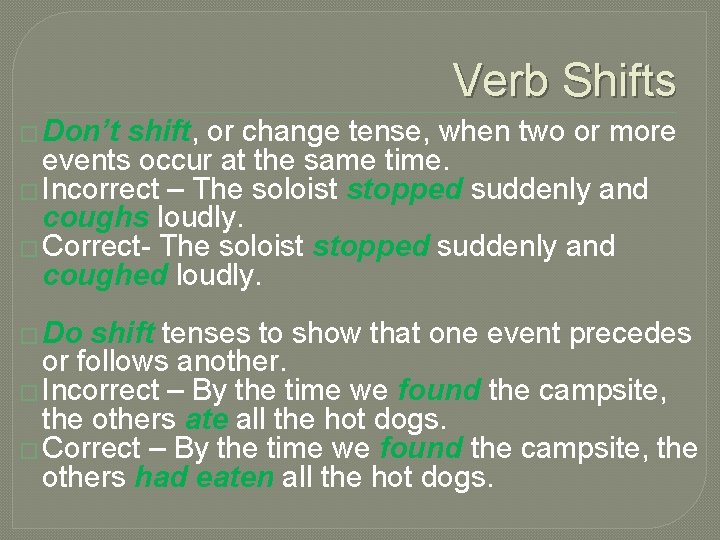 Grammar Unit 5 Lesson 7 Consistency of Verb
