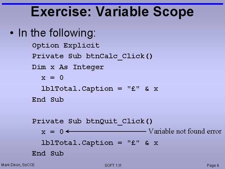 10 Variable Scope and Arrays of Structures Mark