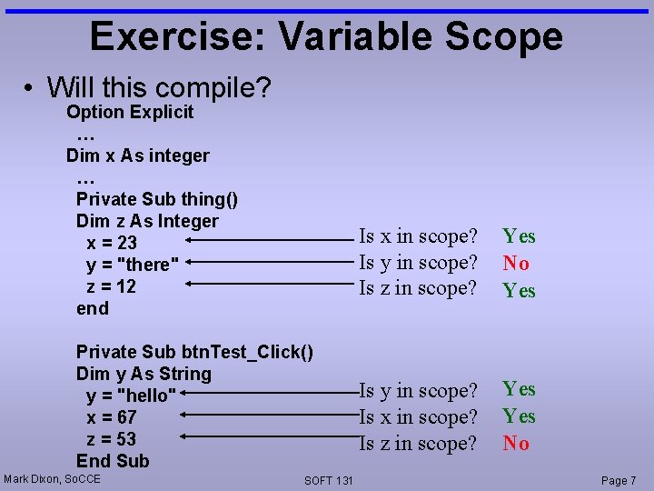 10 Variable Scope and Arrays of Structures Mark