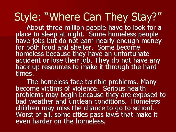 I can Establish and maintain a formal style