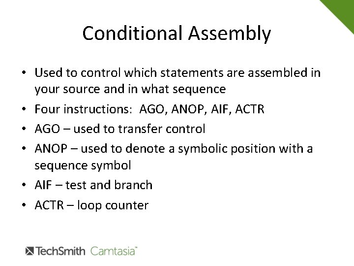 Conditional Assembly And Macro Processing Part 1 Reference 