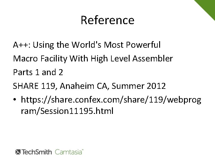 Conditional Assembly and Macro Processing Part 1 Reference