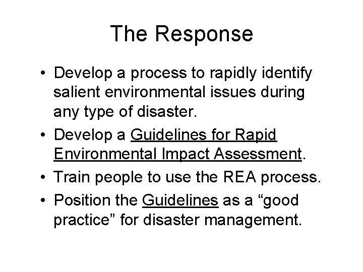 Rapid Environmental Impact Assessment In Disasters REA Benfield