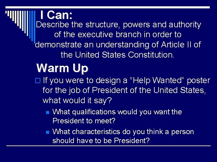 Executive Branch Roles and Powers of the President Executive Branch Roles and Powers of the President
