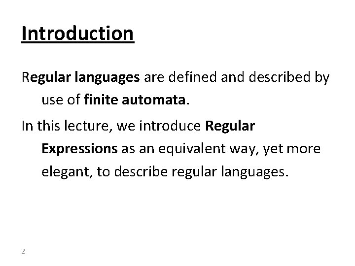 Introduction To Computability Theory Lecture 4 Regular Expressions